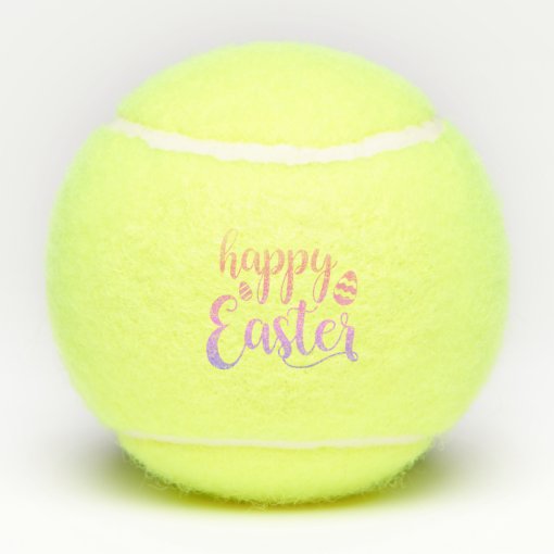 Happy Easter Multi-colored Easter Egg Typography Tennis Balls | Zazzle