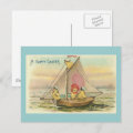 Happy Easter On A Sailboat Vintage Holiday Postcard | Zazzle