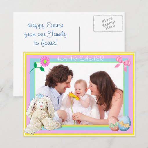 Happy Easter Personalized Family Photo Postcard | Zazzle