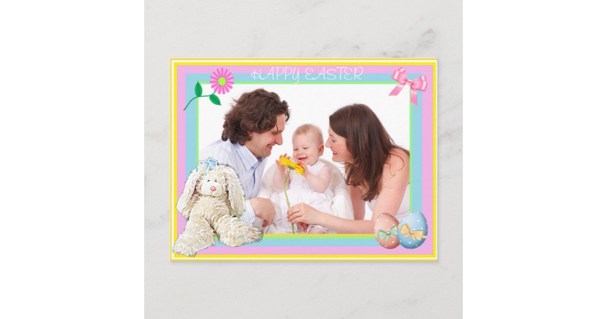 Happy Easter Personalized Family Photo Postcard | Zazzle