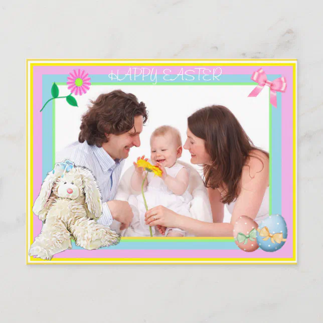 Happy Easter Personalized Family Photo Postcard | Zazzle