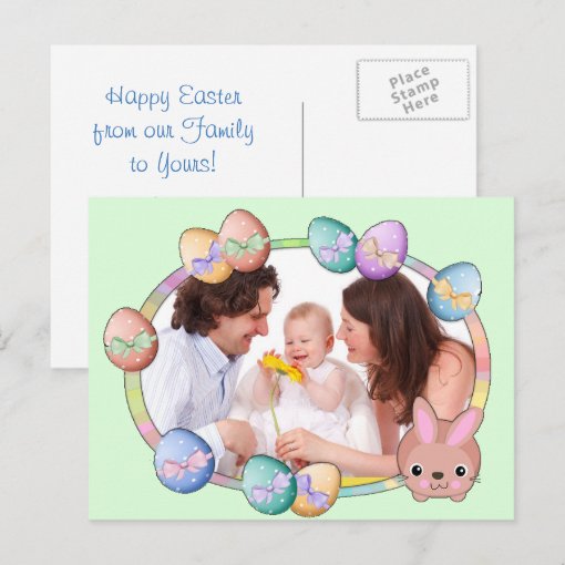 Happy Easter Personalized Family Photo Postcard | Zazzle
