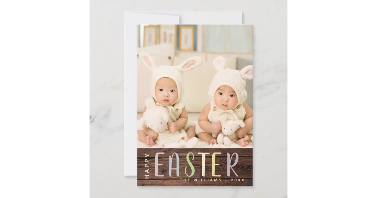 Happy Easter PHOTO Card - Rustic Flowers Floral | Zazzle