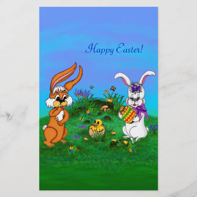 Happy Easter! Rabbit with Bunny and Chick Flyer | Zazzle