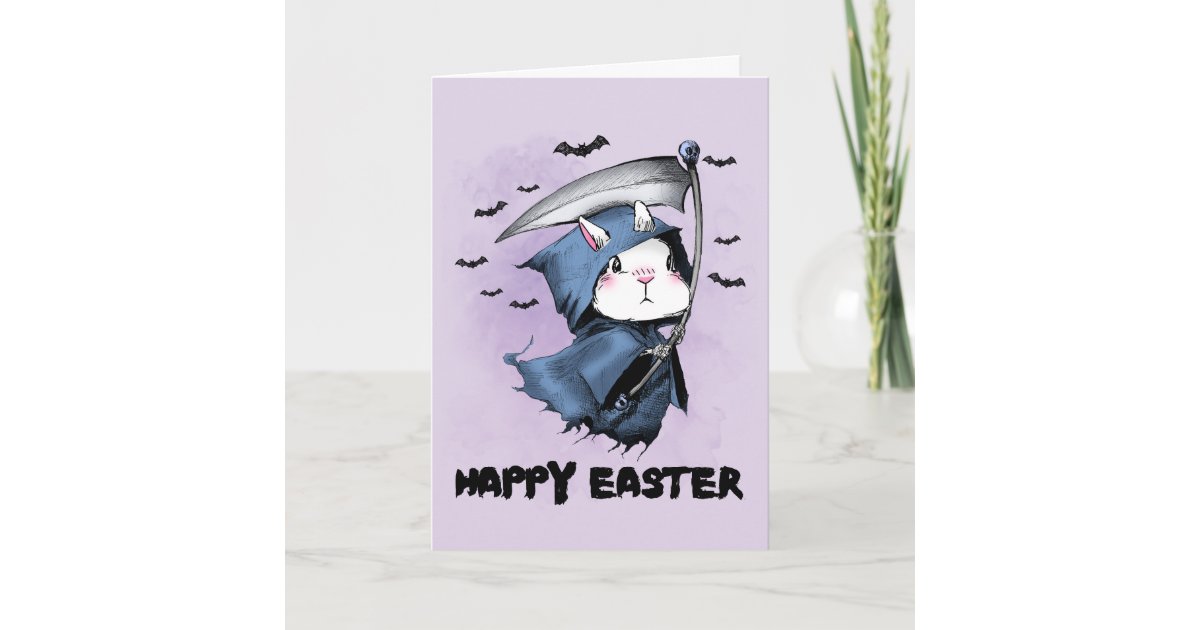 Happy Easter Reaper Bunny Thank You Card | Zazzle