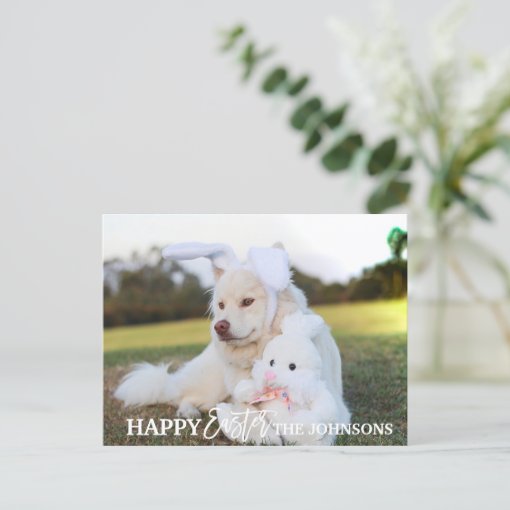 HAPPY EASTER Retriever Dog Puppy Rabbit Ears PHOTO Holiday Postcard ...