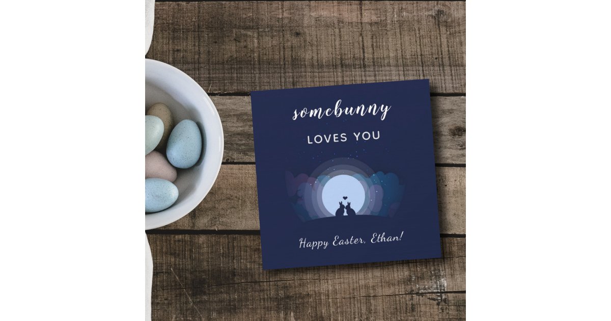 happy Easter romantic bunny rabbit love couple Holiday Card | Zazzle