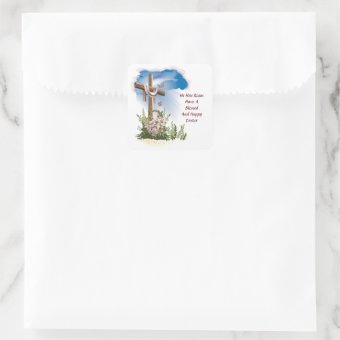 Happy Easter Square Sticker | Zazzle