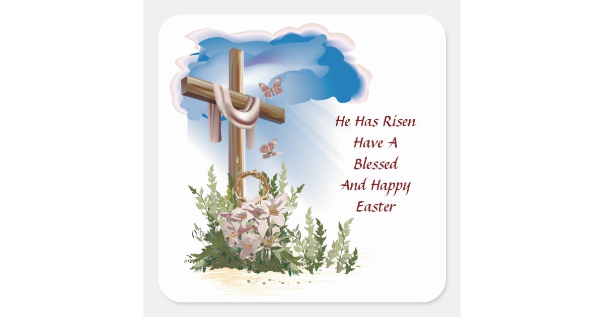 Happy Easter Square Sticker | Zazzle