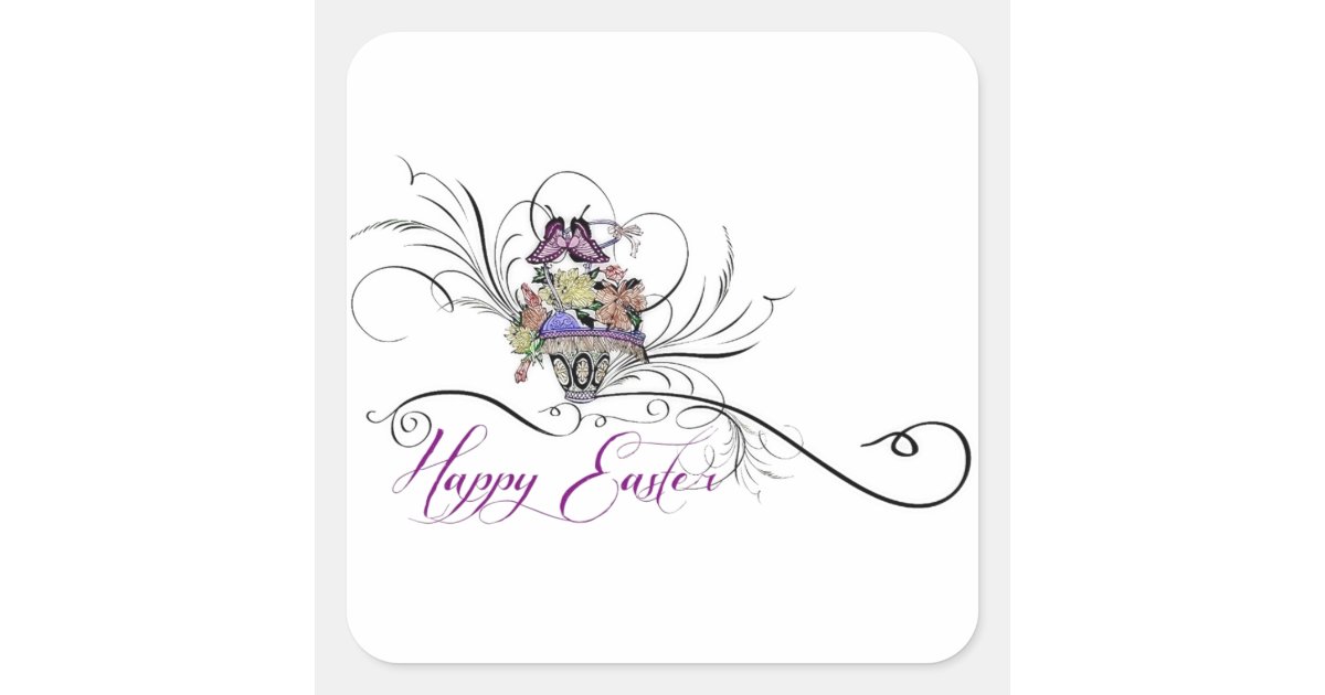 Happy Easter Square Sticker | Zazzle