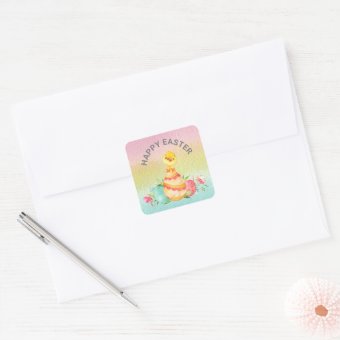 Happy Easter Square Sticker | Zazzle