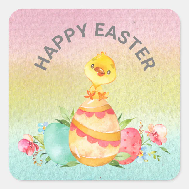 Happy Easter Square Sticker | Zazzle