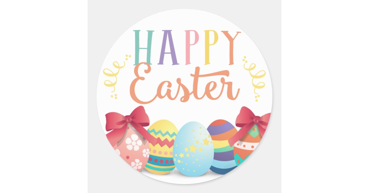 Happy Easter Sticker, Egg Hunt Favor Tags | Zazzle
