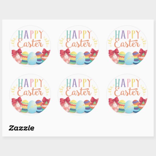 Happy Easter Sticker, Egg Hunt Favor Tags | Zazzle