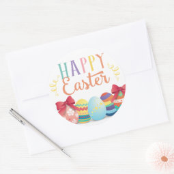 Happy Easter Sticker, Egg Hunt Favor Tags | Zazzle