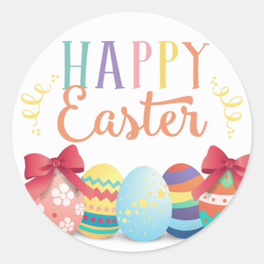 Happy Easter Sticker, Egg Hunt Favor Tags | Zazzle.com