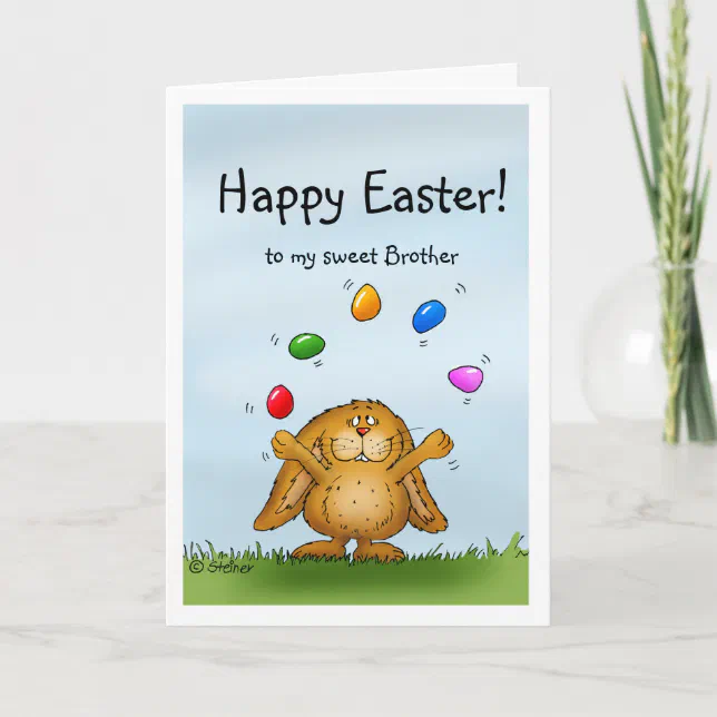 Happy Easter to my Brother - Juggling Bunny Holiday Card | Zazzle