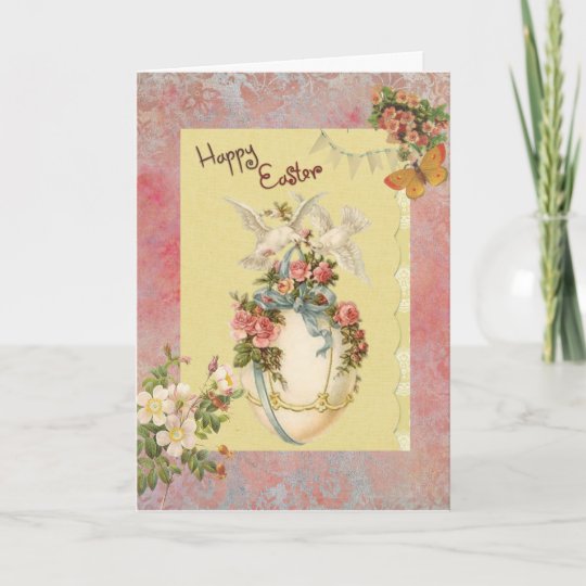 Happy Easter Vintage Victorian Bunny Eggs Card | Zazzle.com