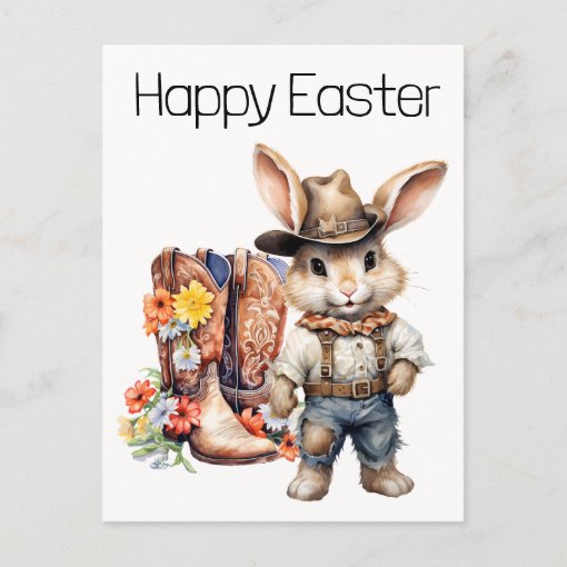 Happy Easter Western Bunny Cowboy Postcard | Zazzle