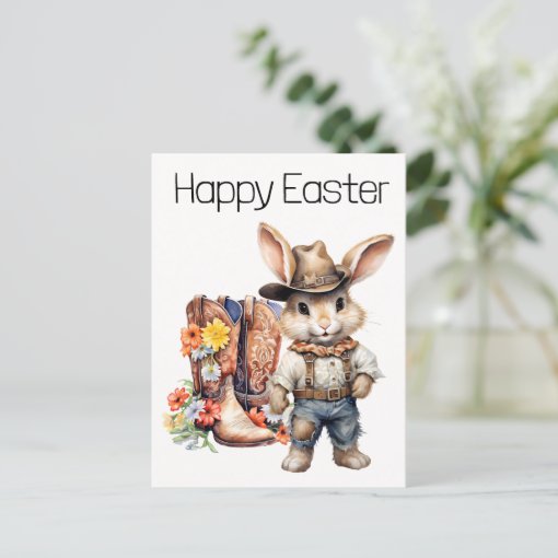 Happy Easter Western Bunny Cowboy Postcard | Zazzle