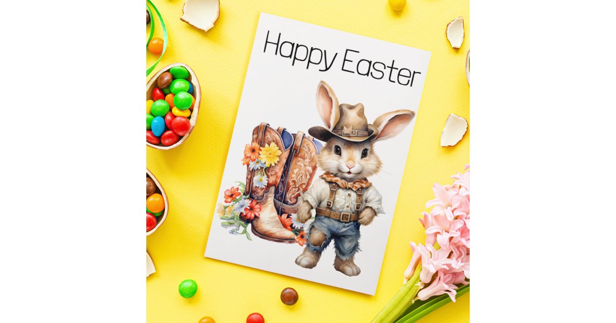 Happy Easter Western Bunny Cowboy Postcard | Zazzle
