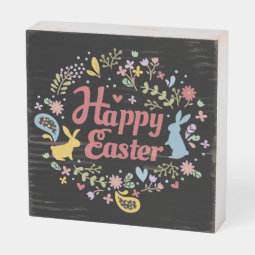 Happy Easter Wooden Box Sign | Zazzle