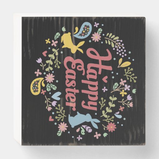 Happy Easter Wooden Box Sign | Zazzle