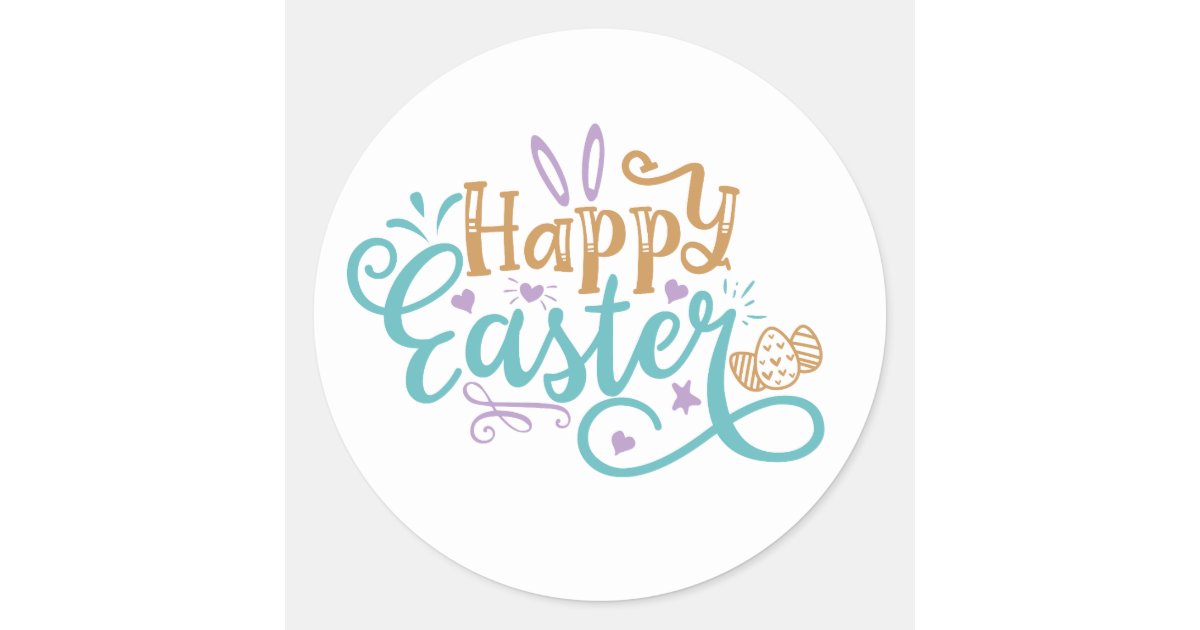 Happy Easter word art Holiday Classic Round Sticker | Zazzle