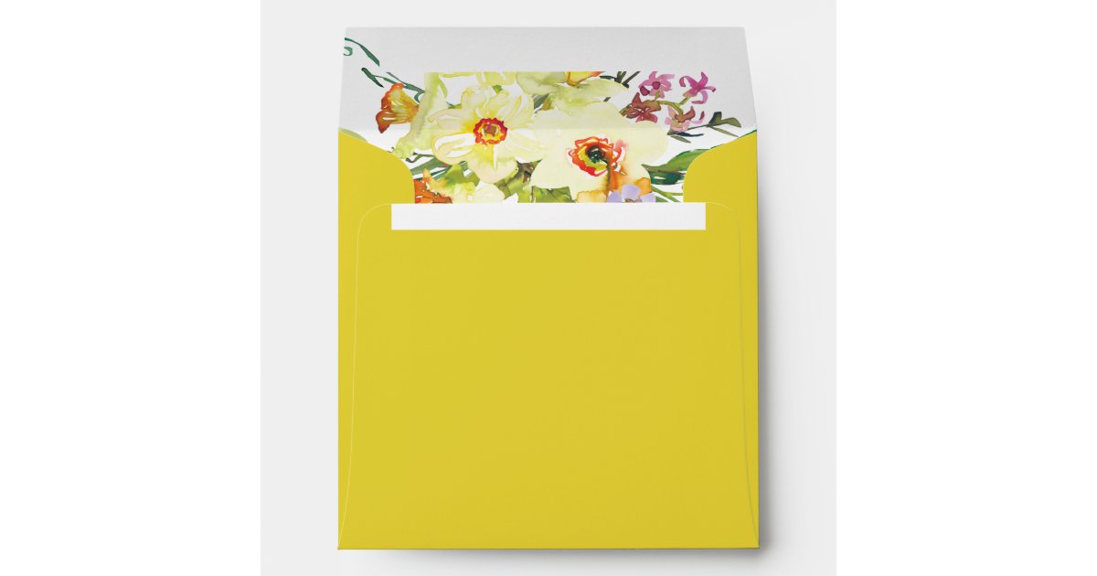 Happy Easter Yellow Daffodil Return Address Envelope | Zazzle