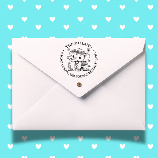 Happy Elephant theme Self-inking Stamp | Zazzle