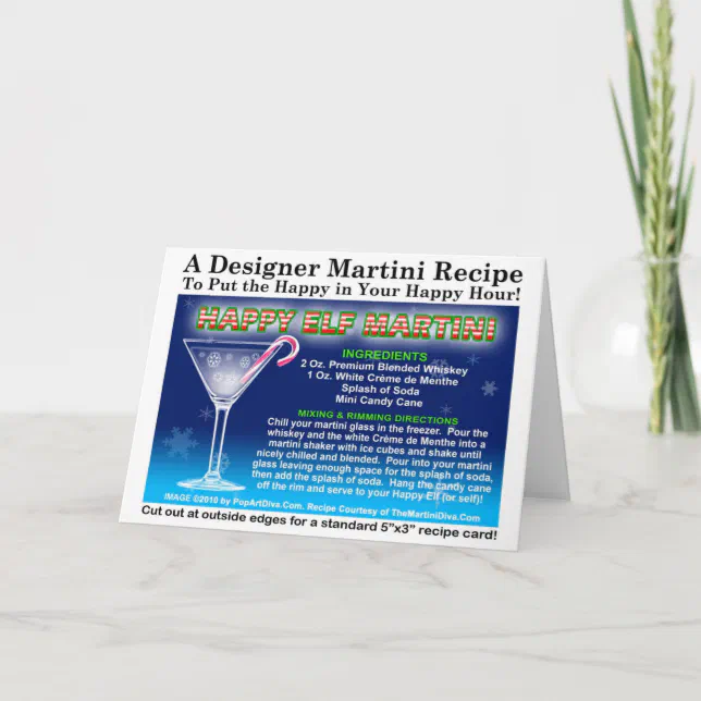 HAPPY ELF MINT CHRISTMAS COCKTAIL RECIPE CARD | Zazzle