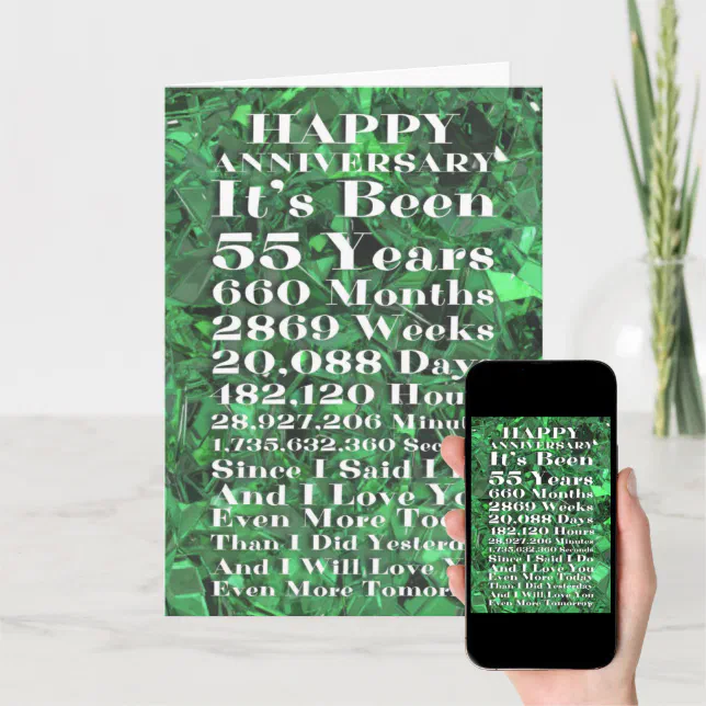 Happy Emerald 55th Wedding Anniversary Card | Zazzle