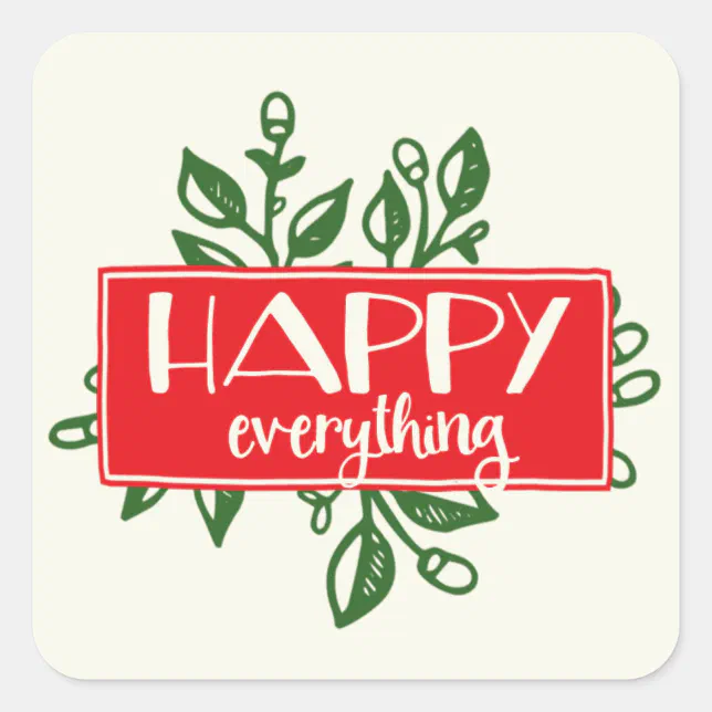 Happy Everything Holiday Sticker Labels | Zazzle