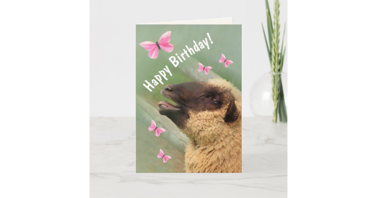 Happy Excited Sheep Birthday Card | Zazzle