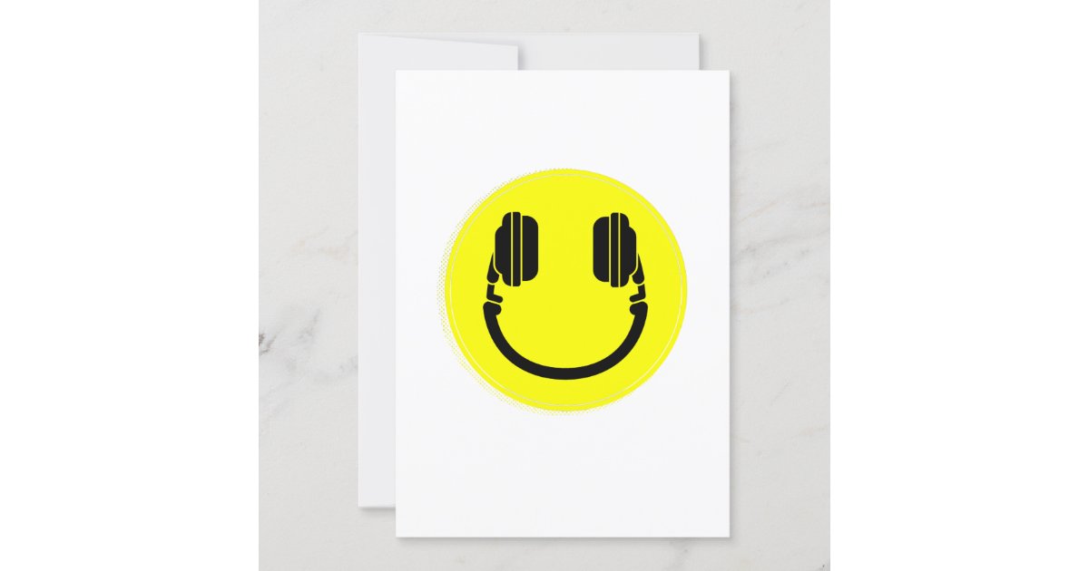 happy face dj headphones edm music invitation | Zazzle
