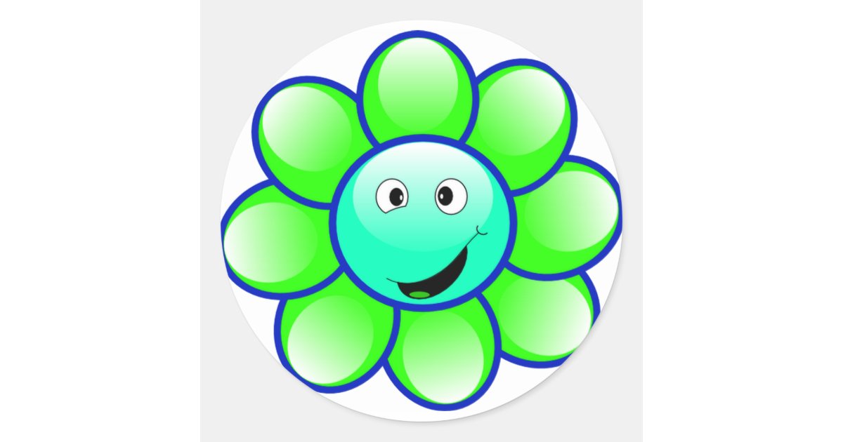 Happy Face Flower Stickers | Zazzle