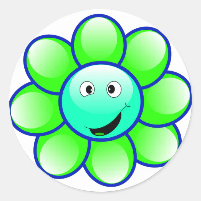 Happy Face Flower Stickers | Zazzle