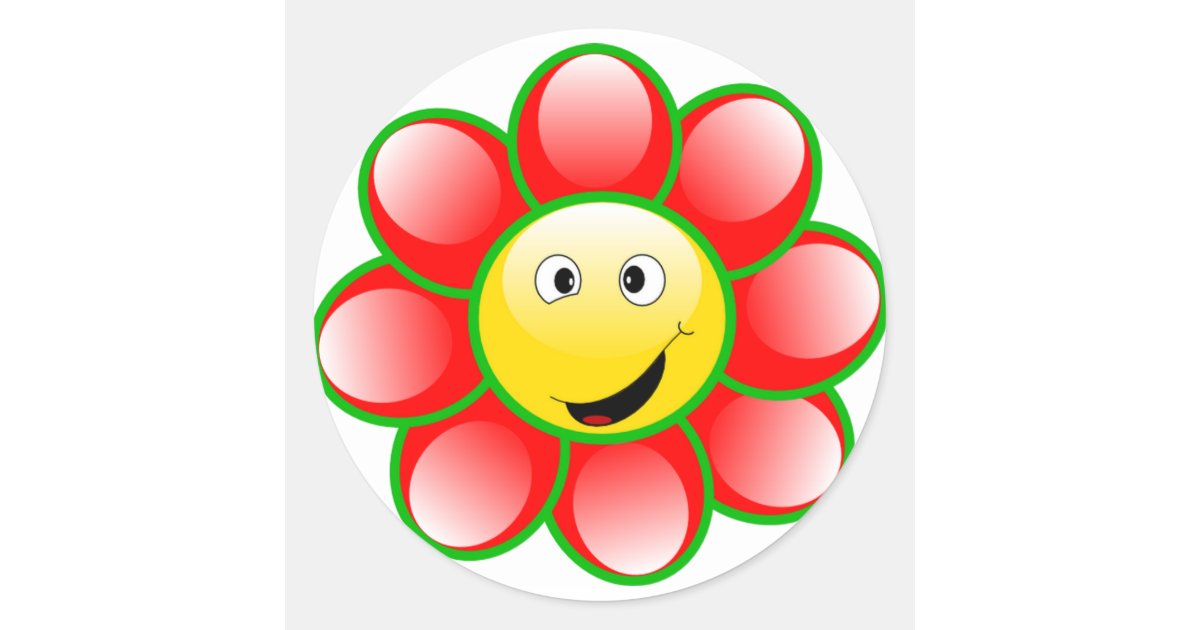 Happy Face Flower Stickers | Zazzle