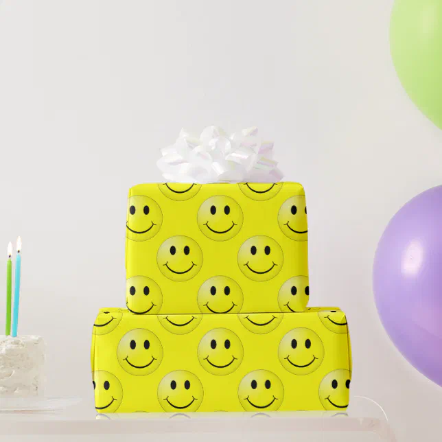 Happy Face Graphic Pattern Wrapping Paper | Zazzle