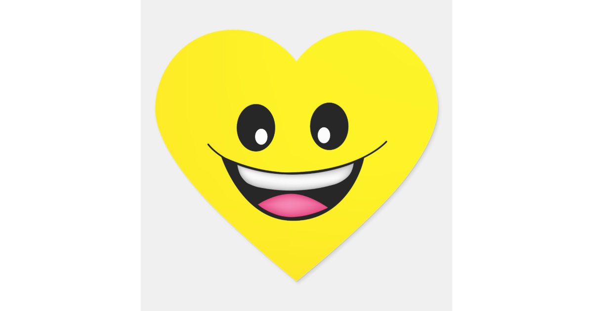Happy Face Heart Sticker | Zazzle