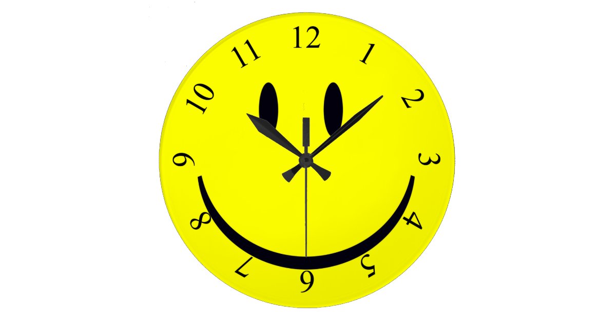 Happy Face Large Clock | Zazzle