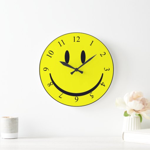 Happy Face Large Clock | Zazzle