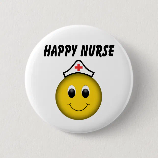 Happy Face Nurse Pinback Button | Zazzle