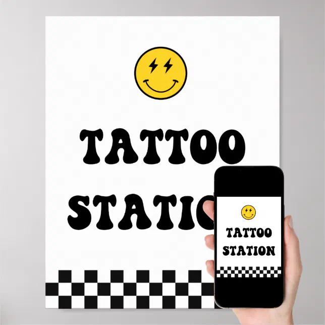 Happy Face One Happy Dude Tattoo Station Sign | Zazzle