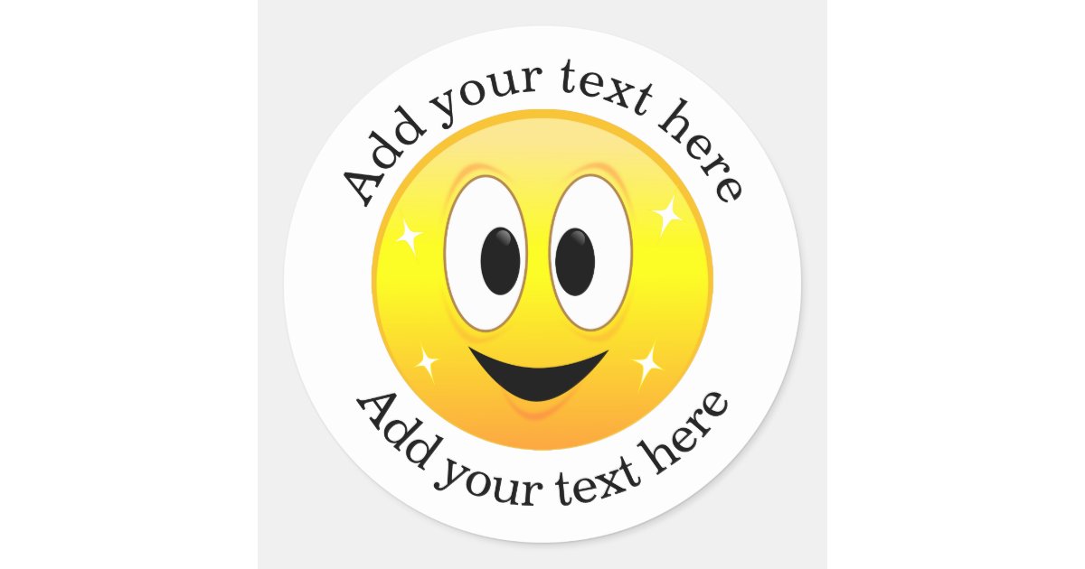 Happy Face Personalized Classic Round Sticker | Zazzle
