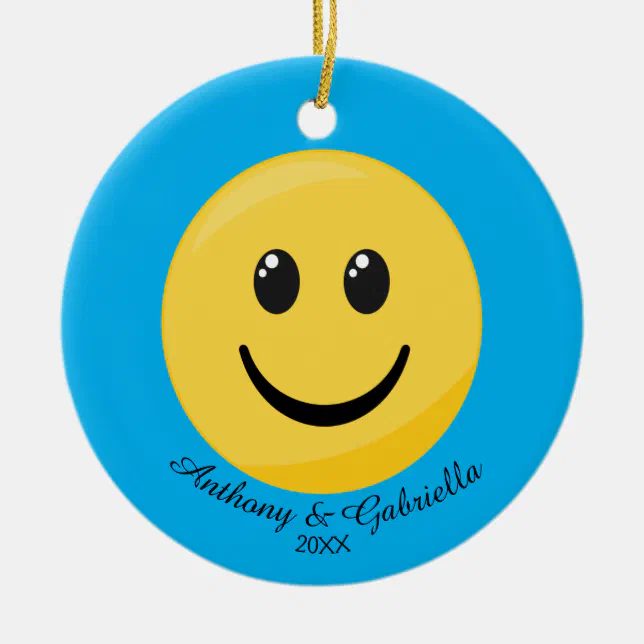 Happy Face Personalized Emoji Ornament | Zazzle