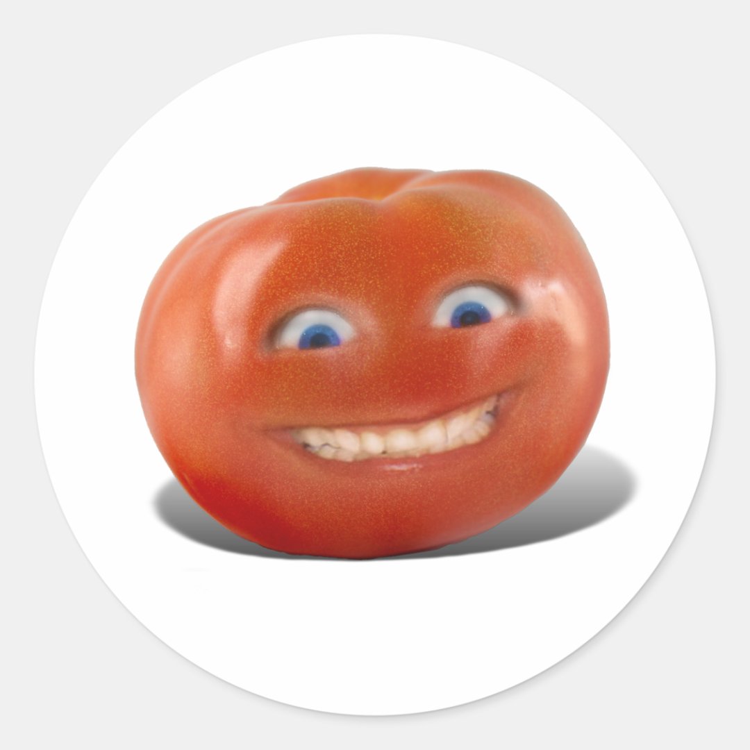 Happy Face Smiling Tomato Classic Round Sticker | Zazzle