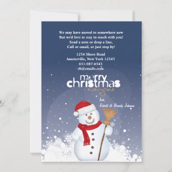 Happy Face Snowman Holiday Moving Announcement | Zazzle