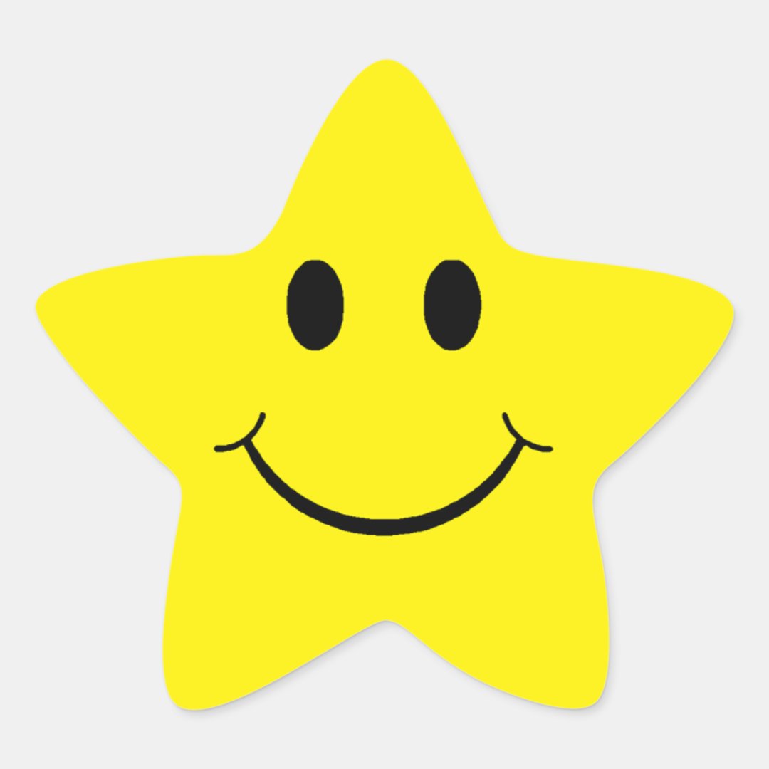 Happy Face Star Sticker | Zazzle