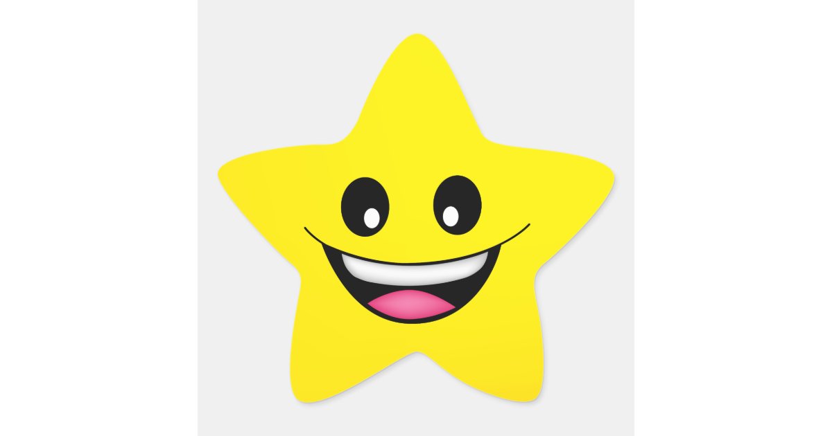 Happy Face Star Sticker | Zazzle